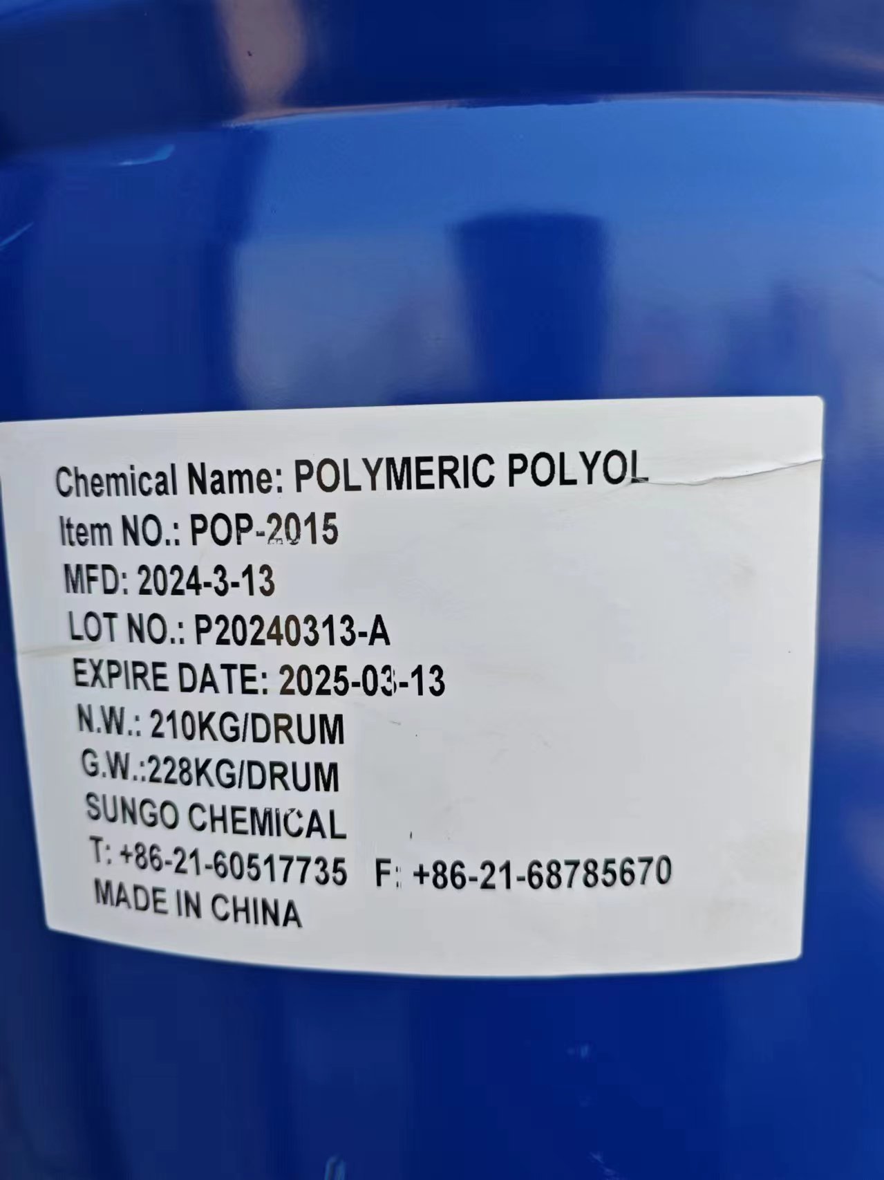 Shanghai Sungo technology Chemicals Co,.Ltd. - Products - Products - Polymeric polyol POP 10% 15 ...
